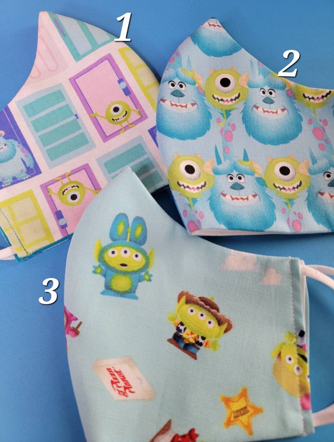 Disneys Monsters Inc Kids Facemask Sully and Mike Mask 100% - Etsy