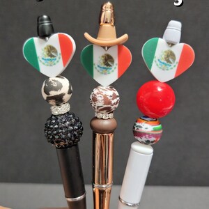 Custom Mexican Flag Beaded Pens, Puerto Rico Flag, Loteria, Sana Sana ...