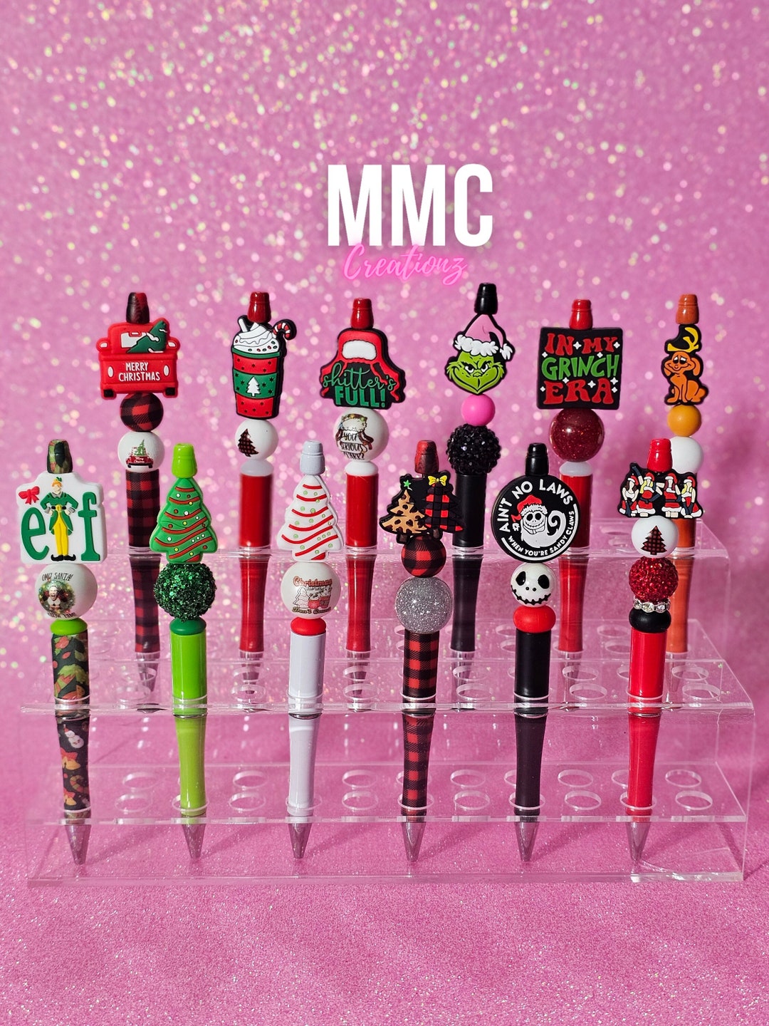 Custom Christmas Beaded Pens Christmas Tree Snack Elf Rude - Etsy