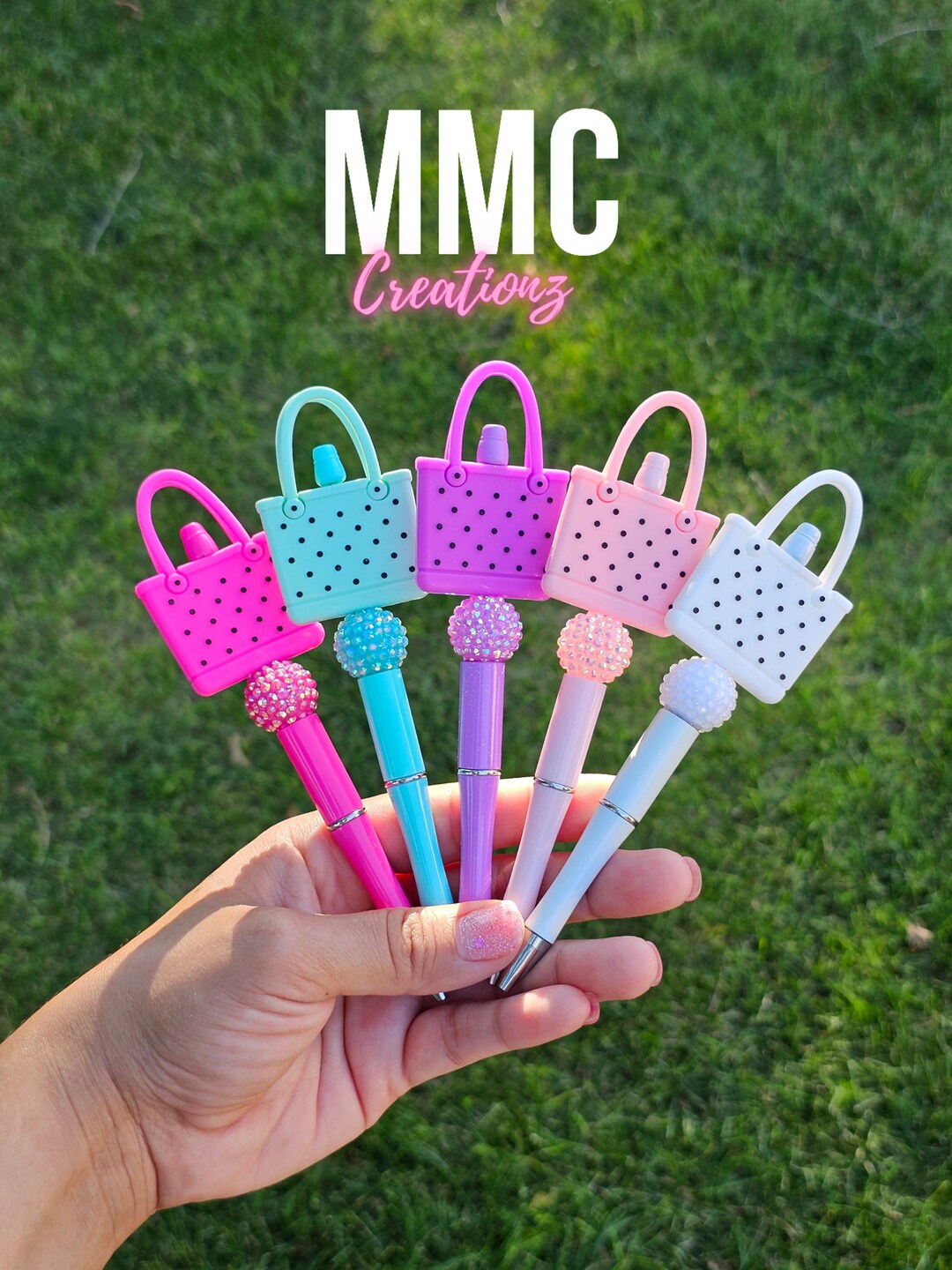 Custom Beaded Tote Bag Pens, 3D Focal, Cute Gift, Refillable Ink ...