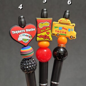 Custom Beaded Mexican Snack Pens, Conchas, Cafecito Y Chisme, Taco ...