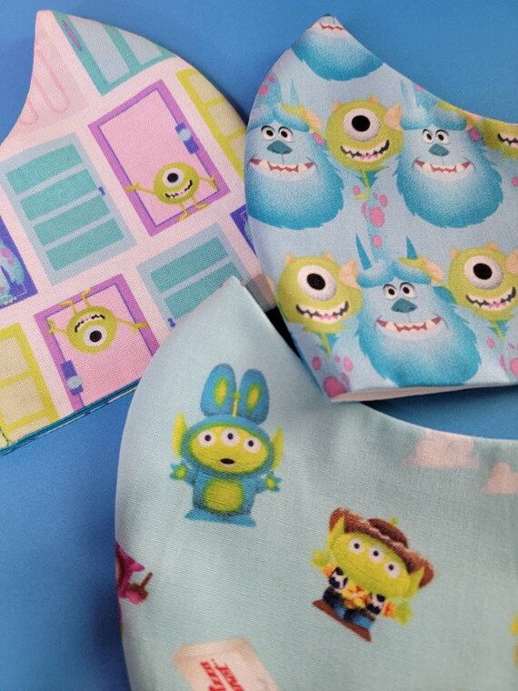 Disneys Monsters Inc Kids Facemask Sully and Mike Mask 100% | Etsy