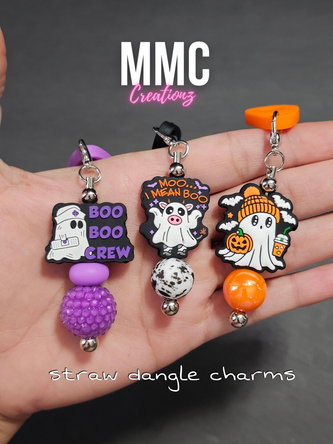 Custom Beaded Halloween Nurse, Ghost, Boo Boo Crew, Cow, Coffee, Straw ...