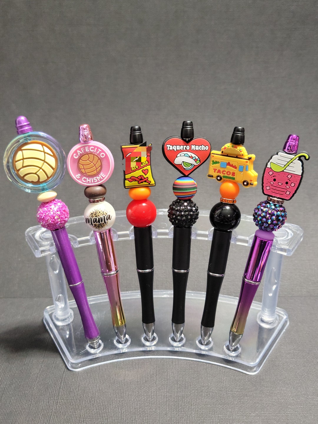 Custom Beaded Mexican Snack Pens, Conchas, Cafecito Y Chisme, Taco ...