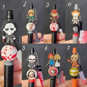 Custom Beaded Halloween Horror Character Pens, Charmed, Horror, Chained ...