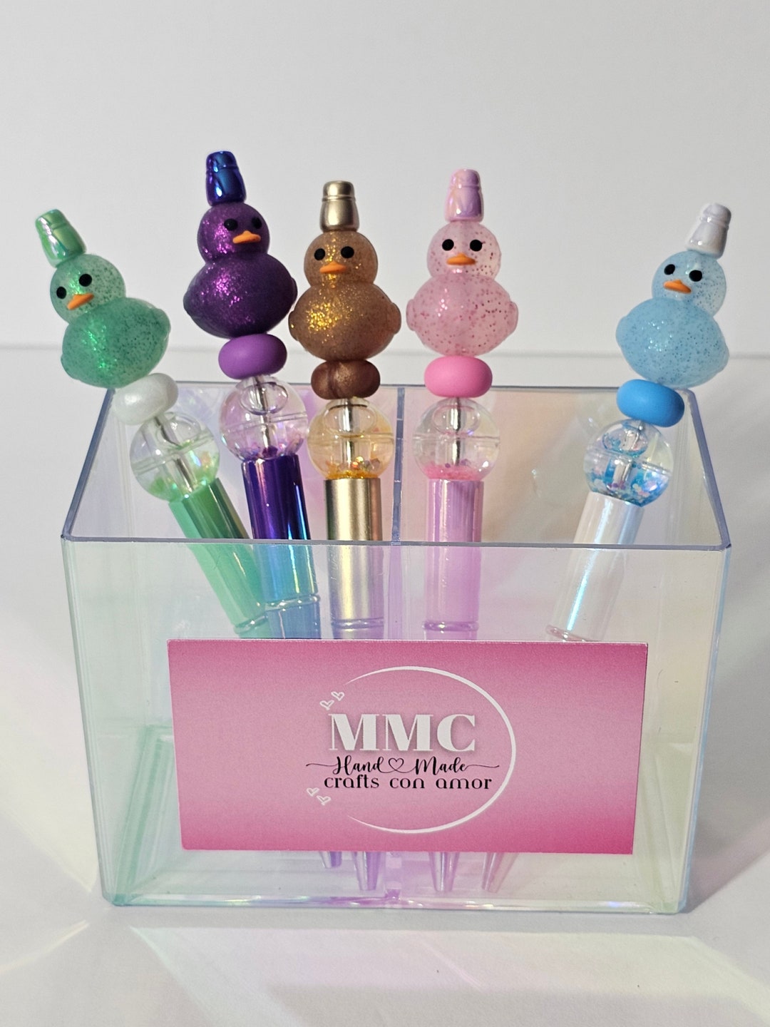 Custom Beaded Glitter Duck Pens, Water Beads, Cute Gift, Refillable Ink ...