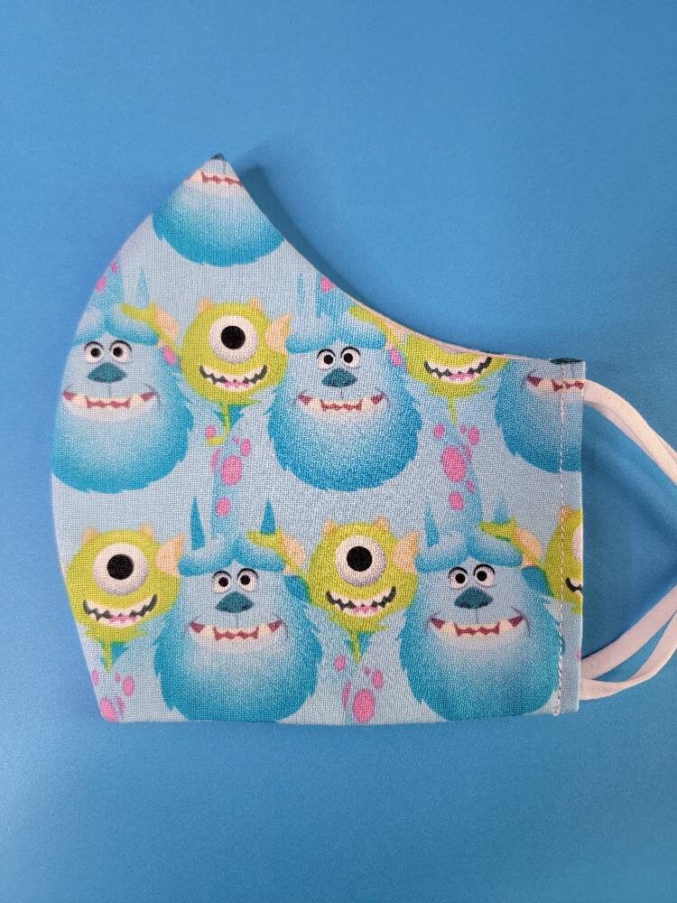 Disneys Monsters Inc Kids Facemask Sully and Mike Mask 100% - Etsy