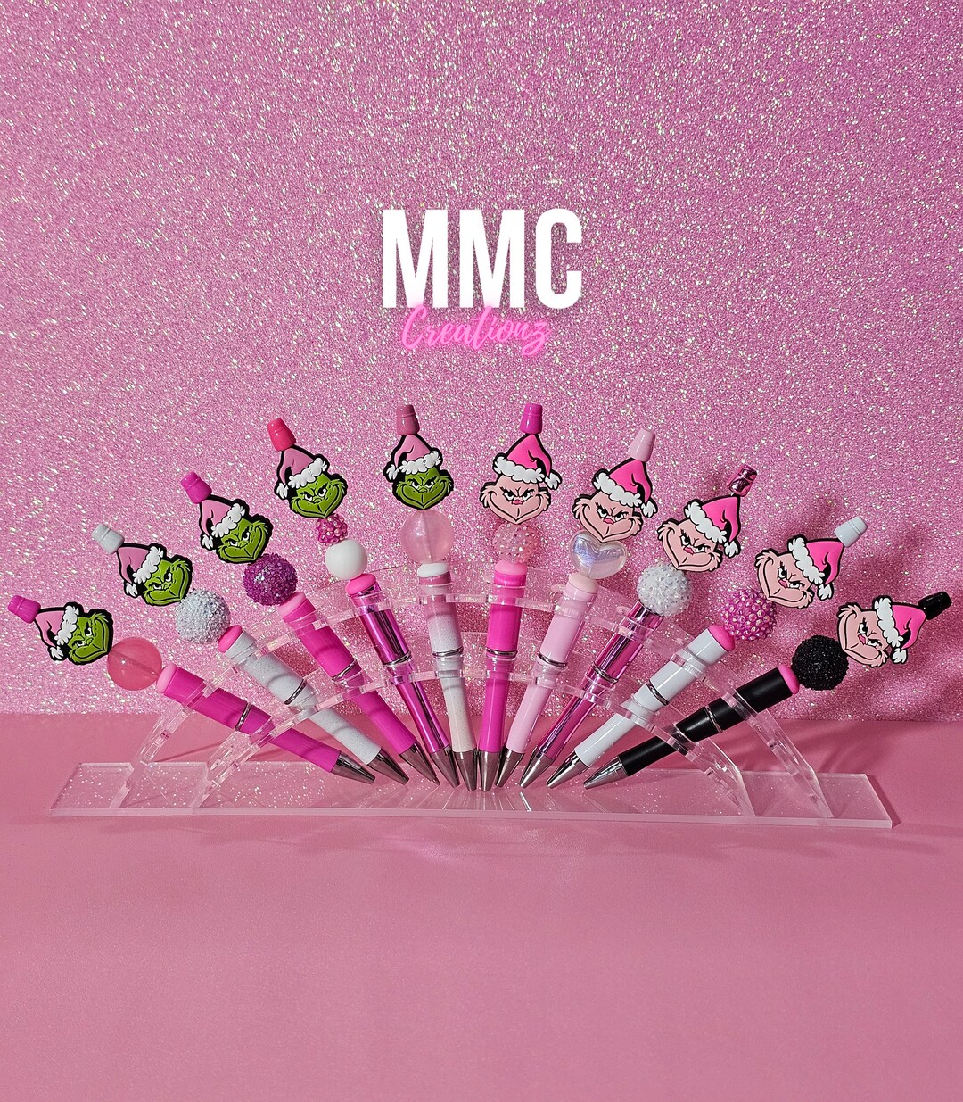 NEW Custom Christmas Pink and Red Santa Beaded Pen Mean One - Etsy