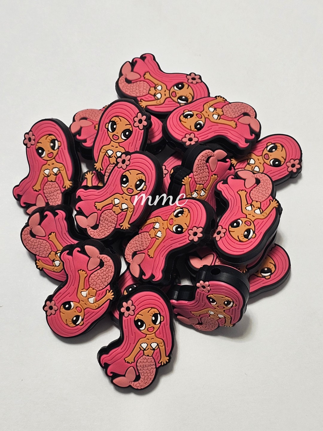 Pink Mermaid Silicone Focal, Sirena, 2pc Set - Etsy