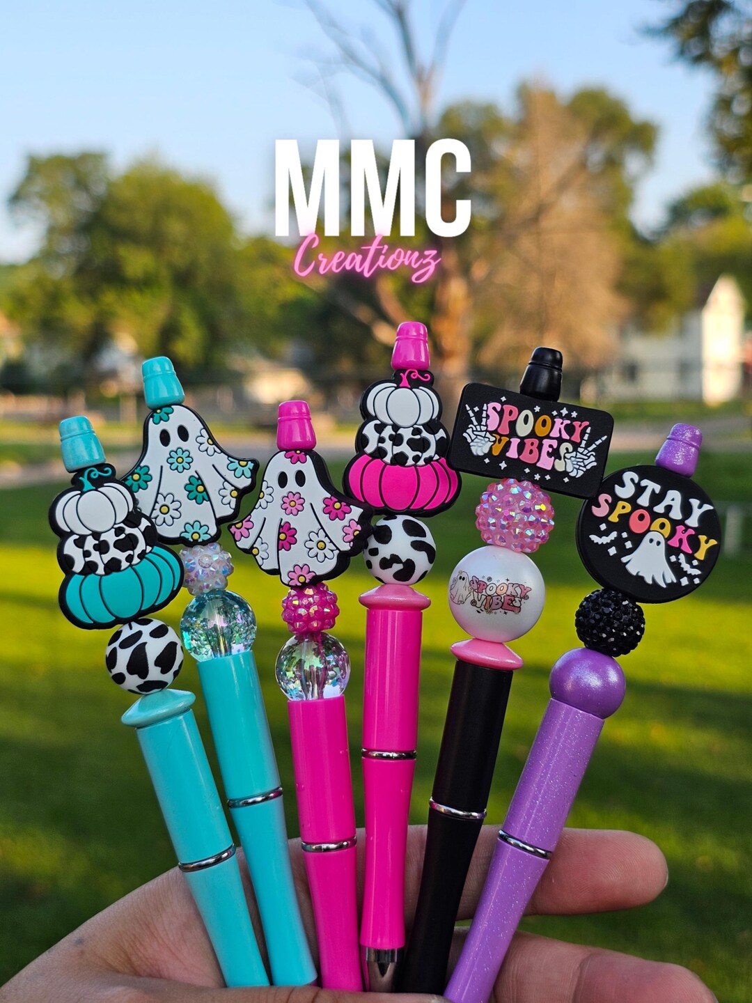 Halloween Custom Beaded Spooky Pens, Cute, Pink, Pumpkin, Cow Print ...