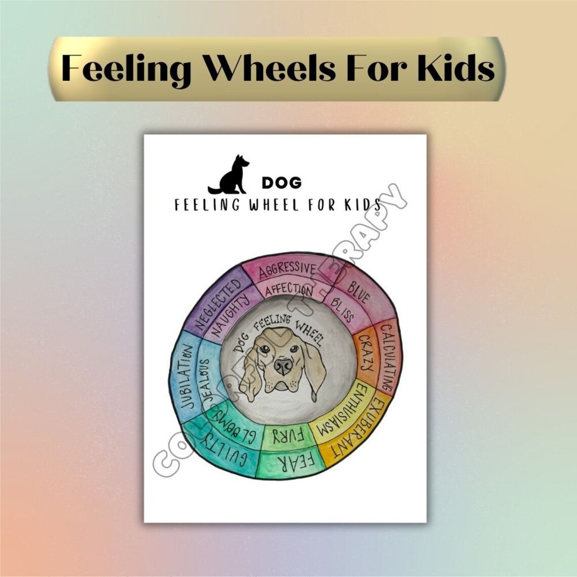 Feeling Wheel Posters for Kids Animal and Pattern Symbols Art Therapy ...