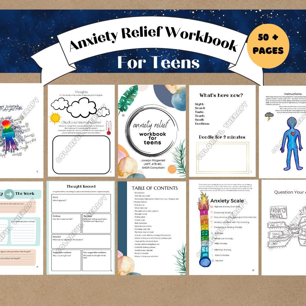 Anxiety Relief Workbook for Teens Stress Relief Tools Emotion ...