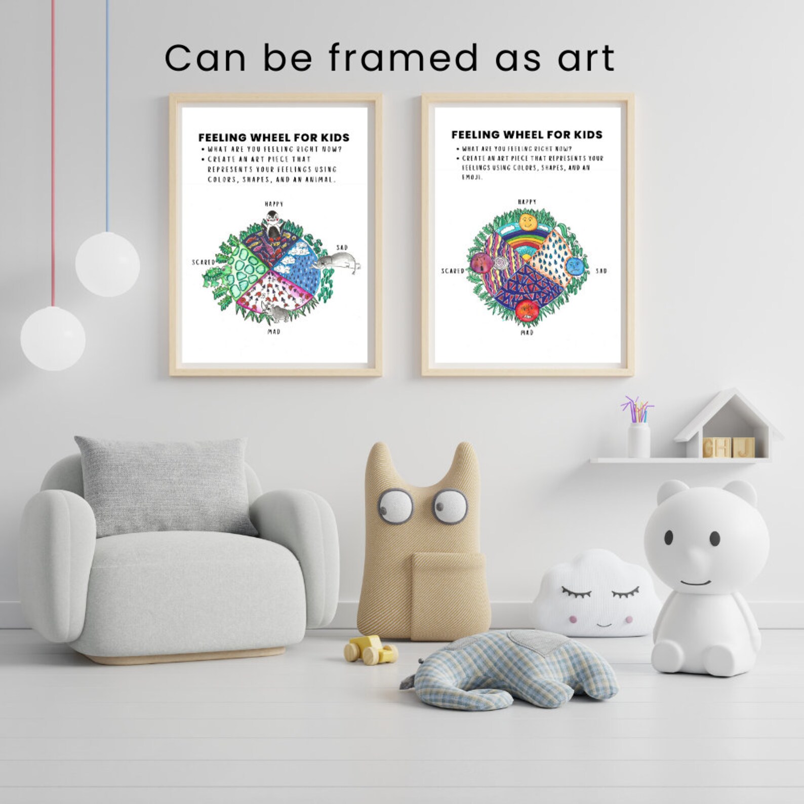 Feeling Wheel Posters for Kids Animal and Pattern Symbols Art Therapy ...