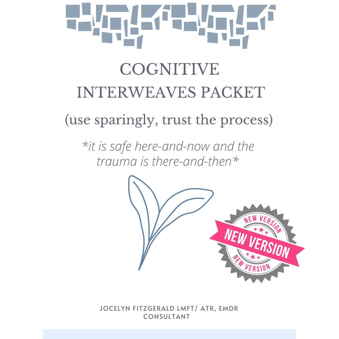 EMDR Worksheets Cognitive Interweaves Packet Tool Helpful List of Terms ...