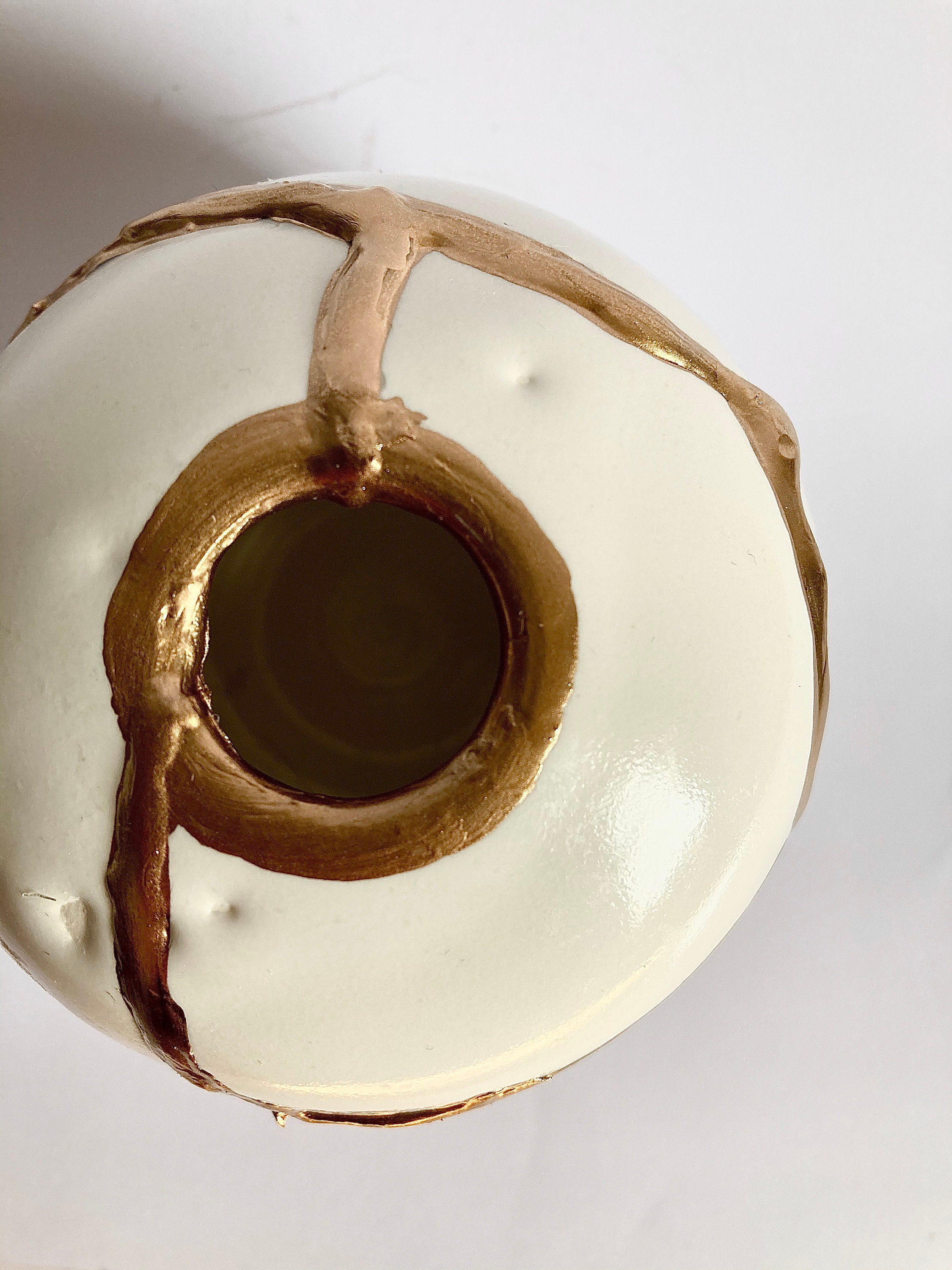 Kintsugi Mini Porcelain White Moon Jar Pot 'yuki 1' - Etsy