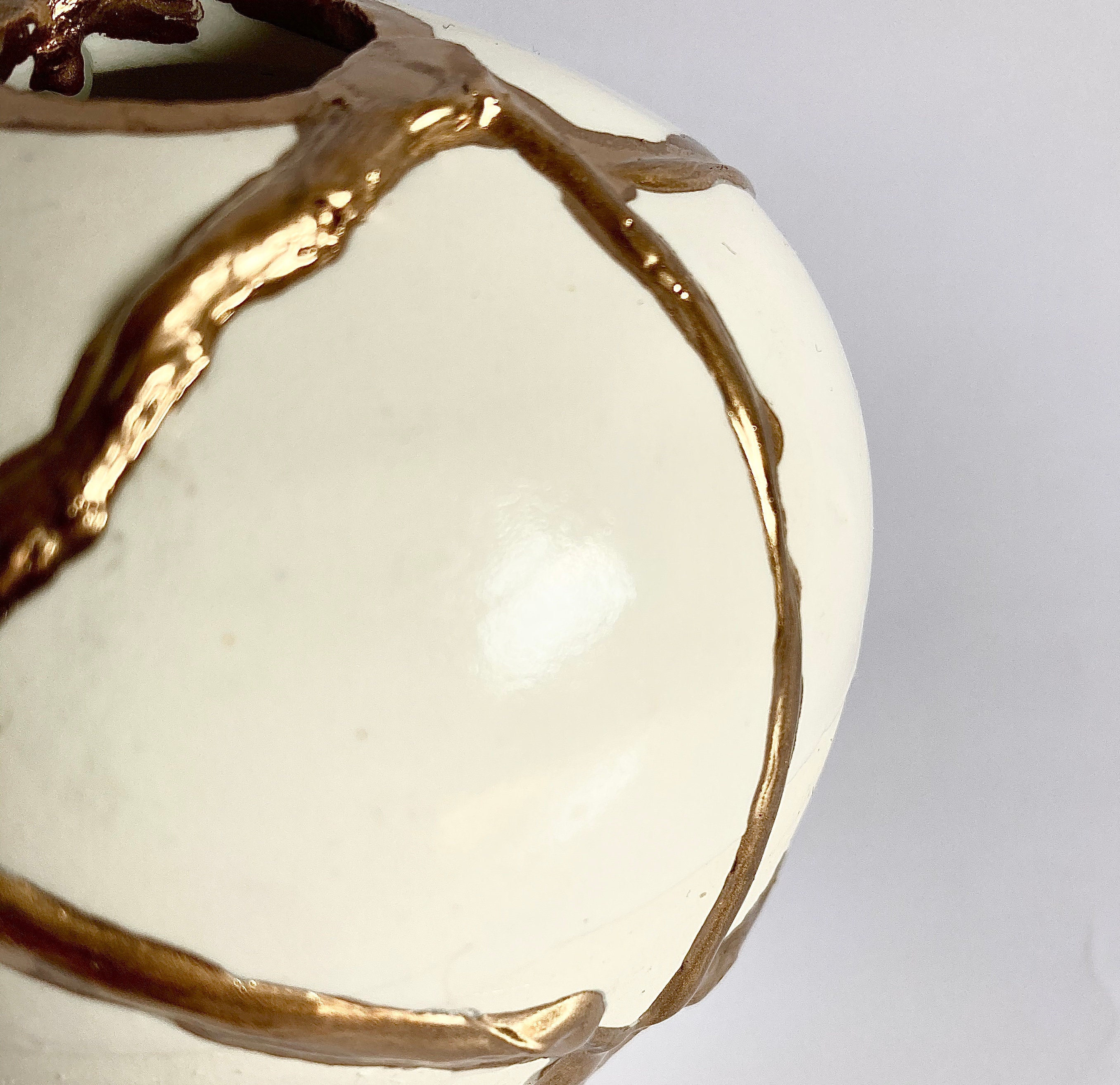 Kintsugi Mini Porcelain White Moon Jar Pot 'yuki 2' - Etsy