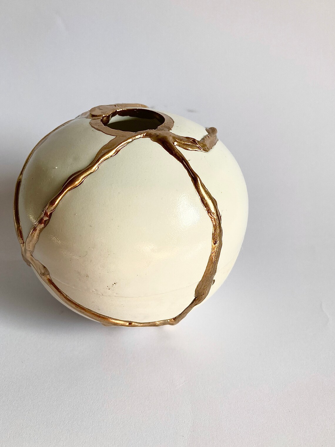 Kintsugi Mini Porcelain White Moon Jar Pot 'yuki 2' | Etsy