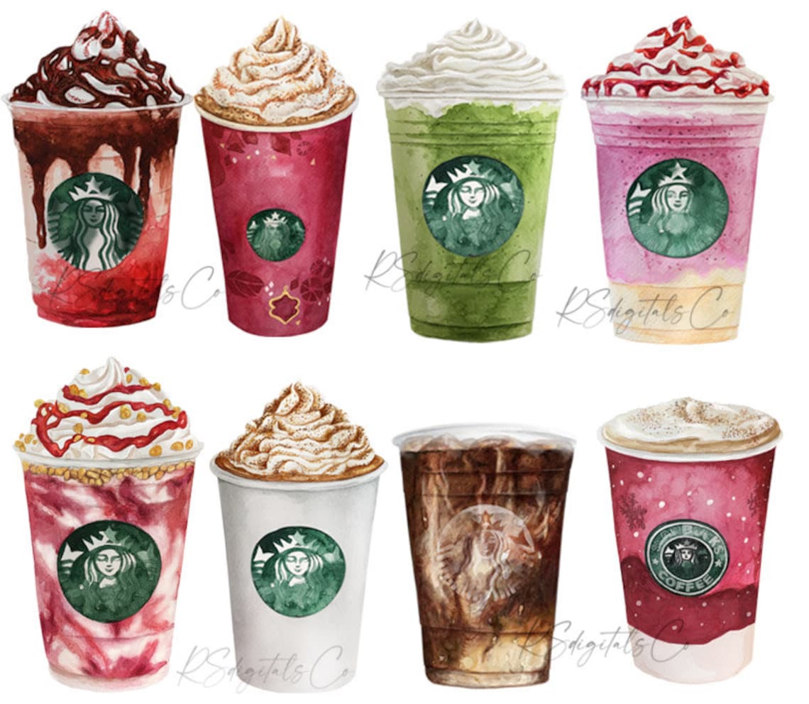 Starbucks Coffee Clip Art Elements / Watercolor Art / Star | Etsy