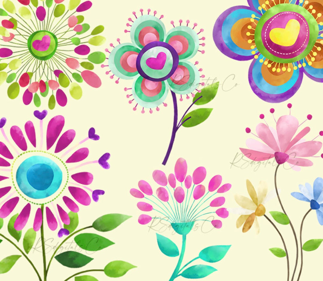 Floral Clipart Flower Clip Art Elements / Watercolor Art / Flower ...