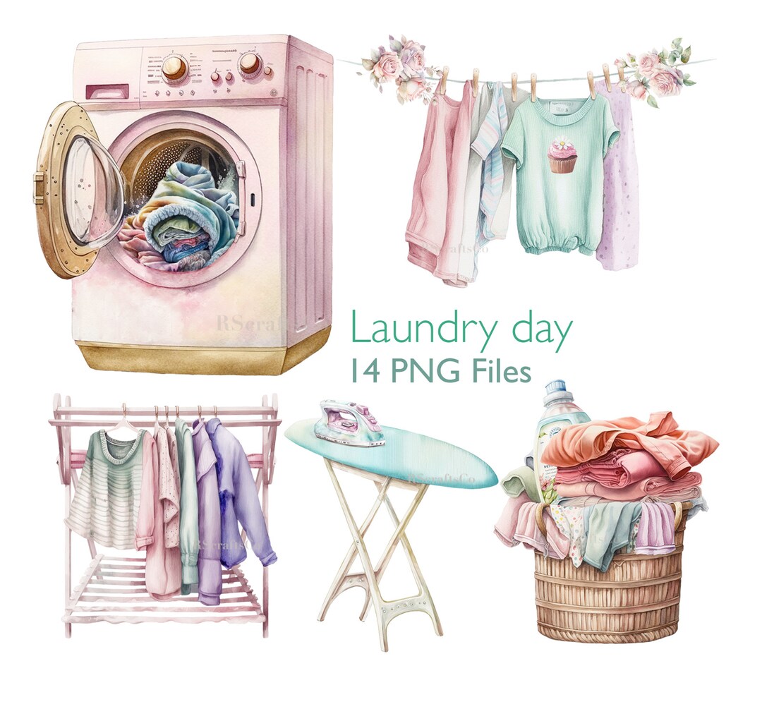 Laundry Clipart PNG Download, Invitation Elements, Washing Machine ...