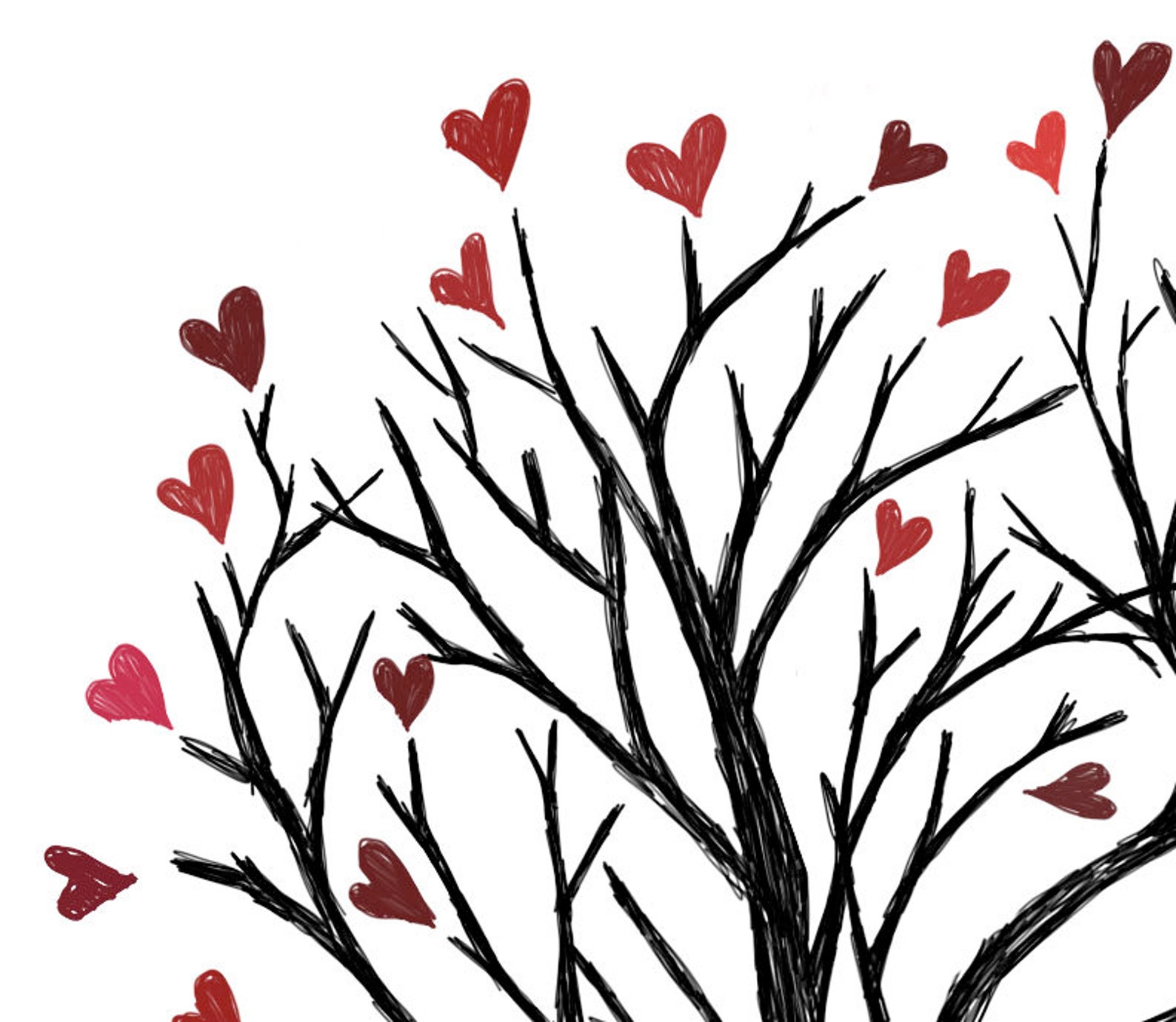 Tree Clip Art / Tree With Hearts Clip Art Elements / Watercolor Art ...