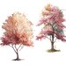 Pink Tree Clipart / Clip Art Elements / Trees Watercolor Art / Graphics ...