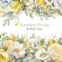 14 Butter Yellow Flower Clipart, Gold Botanical, Elegant Floral ...
