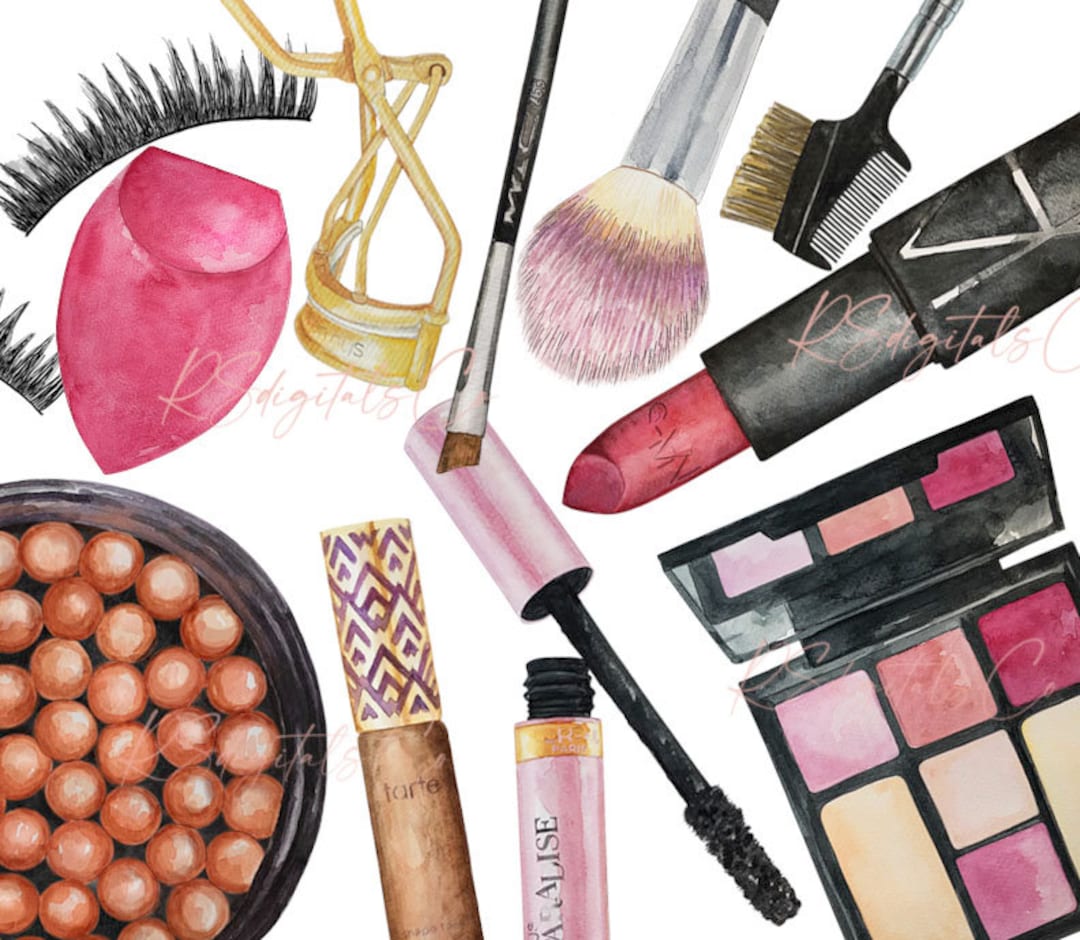Makeup Cosmetic Clip Art Elements / Watercolor Art / Fashion Graphics ...