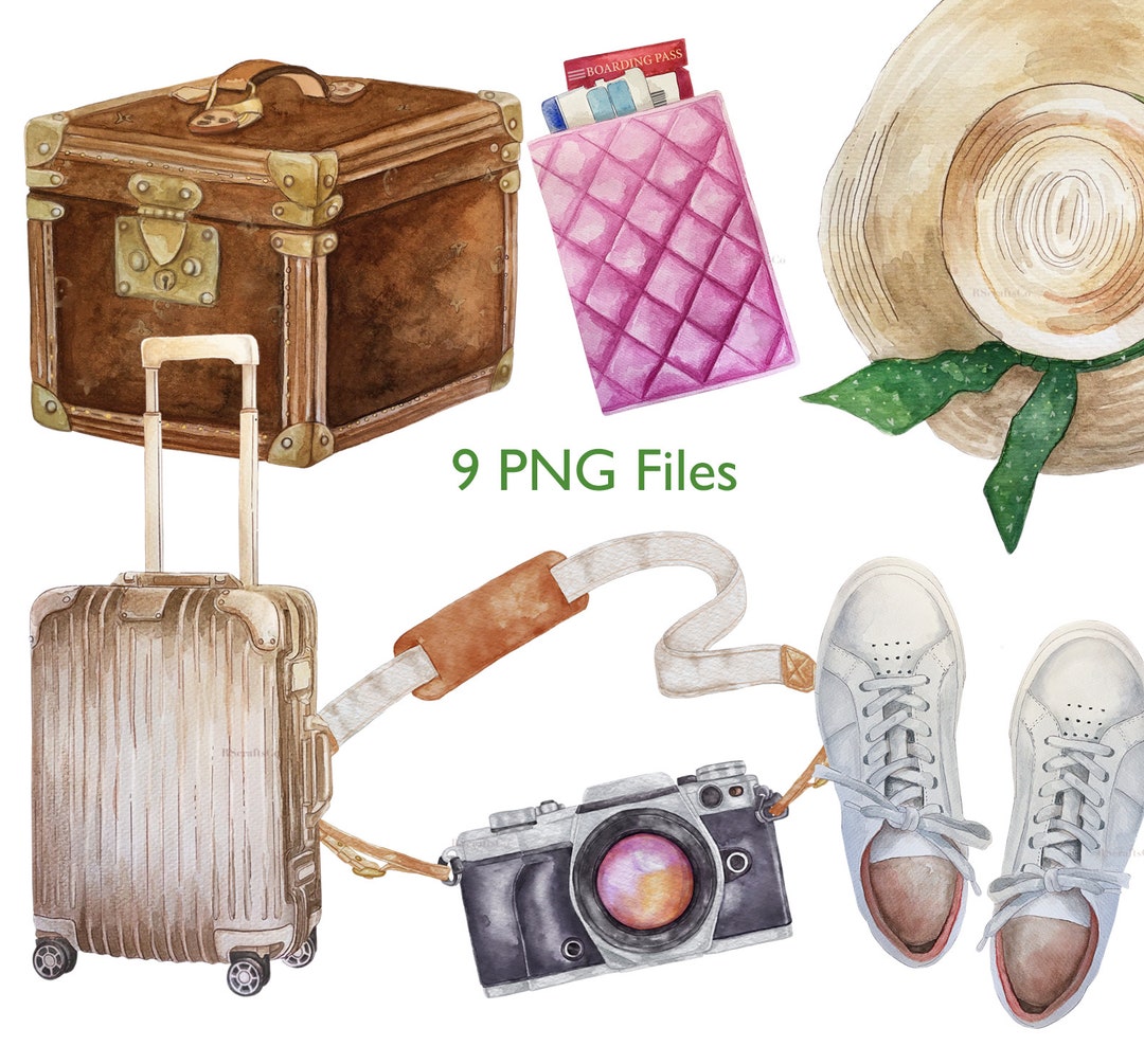 Travel Clip Art Elements / Watercolor Art / Summer Vacation Graphic ...