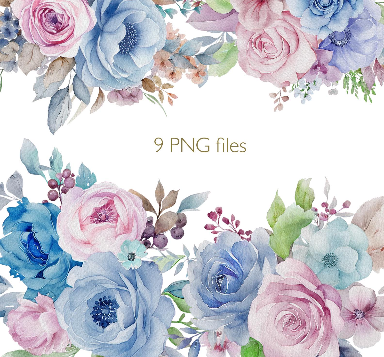 Pastel Floral Clipart Flower Pastels / Clip Art Elements / Watercolor ...