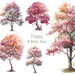 Pink Tree Clipart / Clip Art Elements / Trees Watercolor Art / Graphics ...