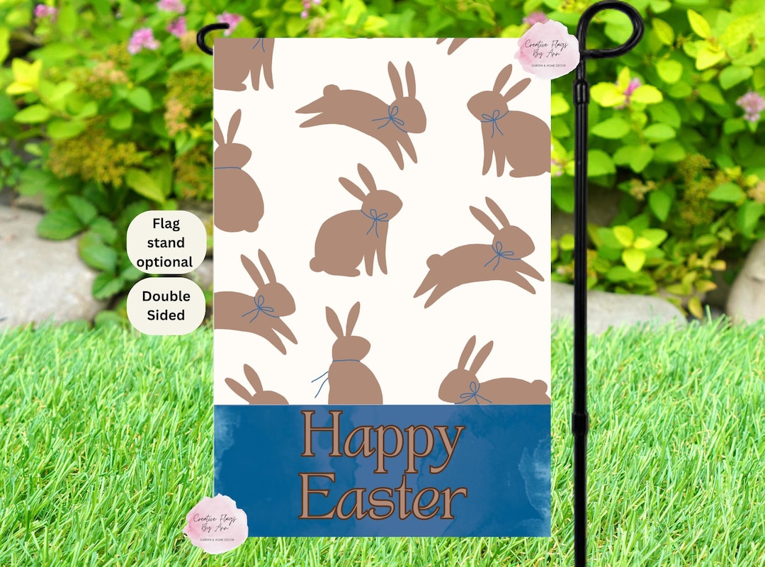 Easter Bunny Garden Flag, Brown Bunnies Flag, Preppy Easter Flag, Bunny ...