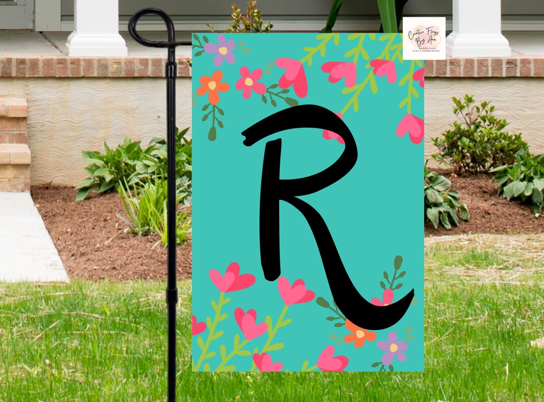 Personalized Initial Garden Flag: Funky Floral Yard Decor - Etsy