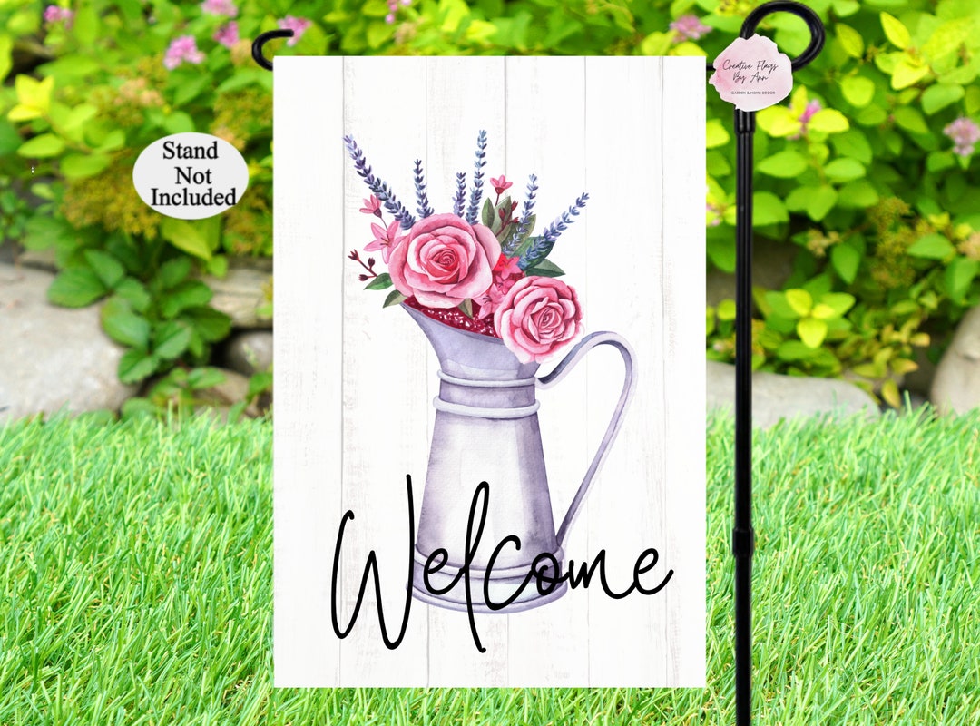 Welcome Flag, Spring Flowers Flag, Flowers in Vase, Spring Decor ...