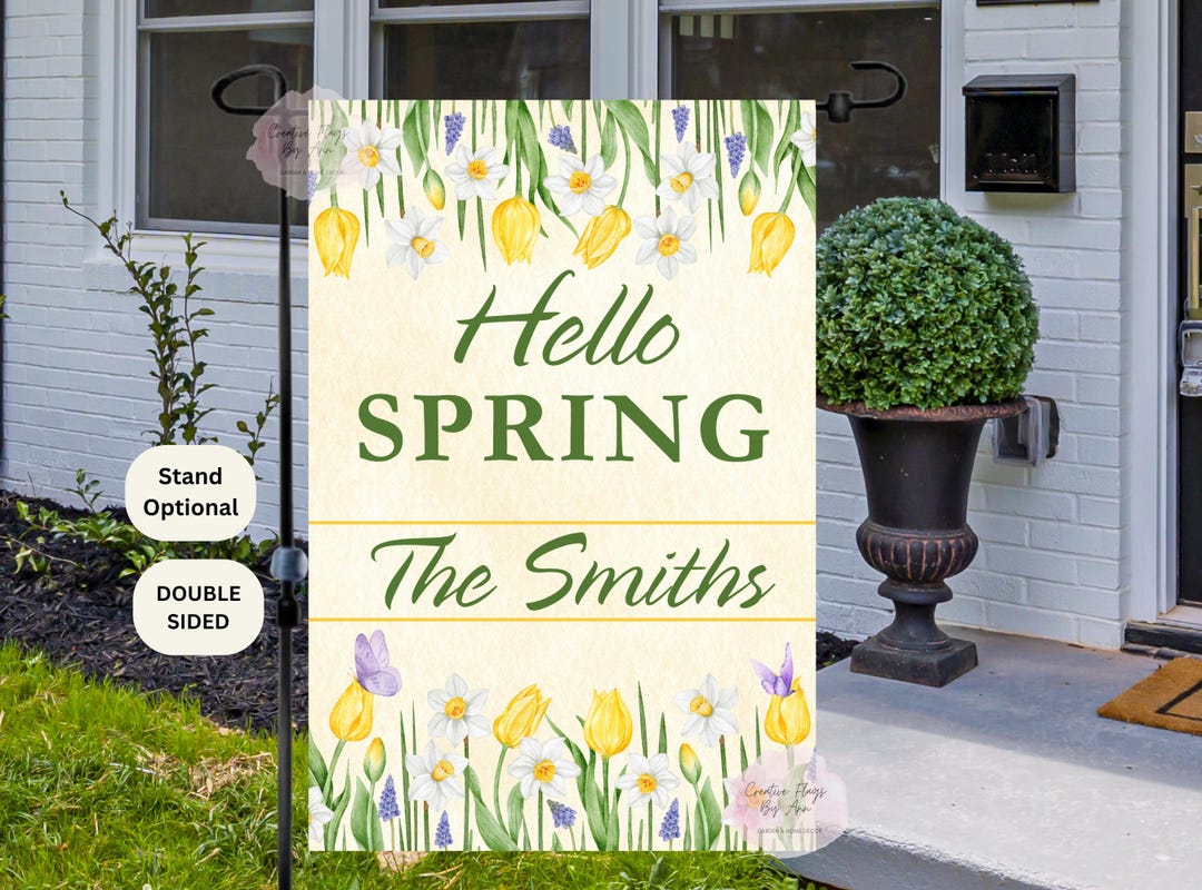 Welcome Floral Flag, Tulips Yard Flag, Hello Spring Flag ,spring Garden ...