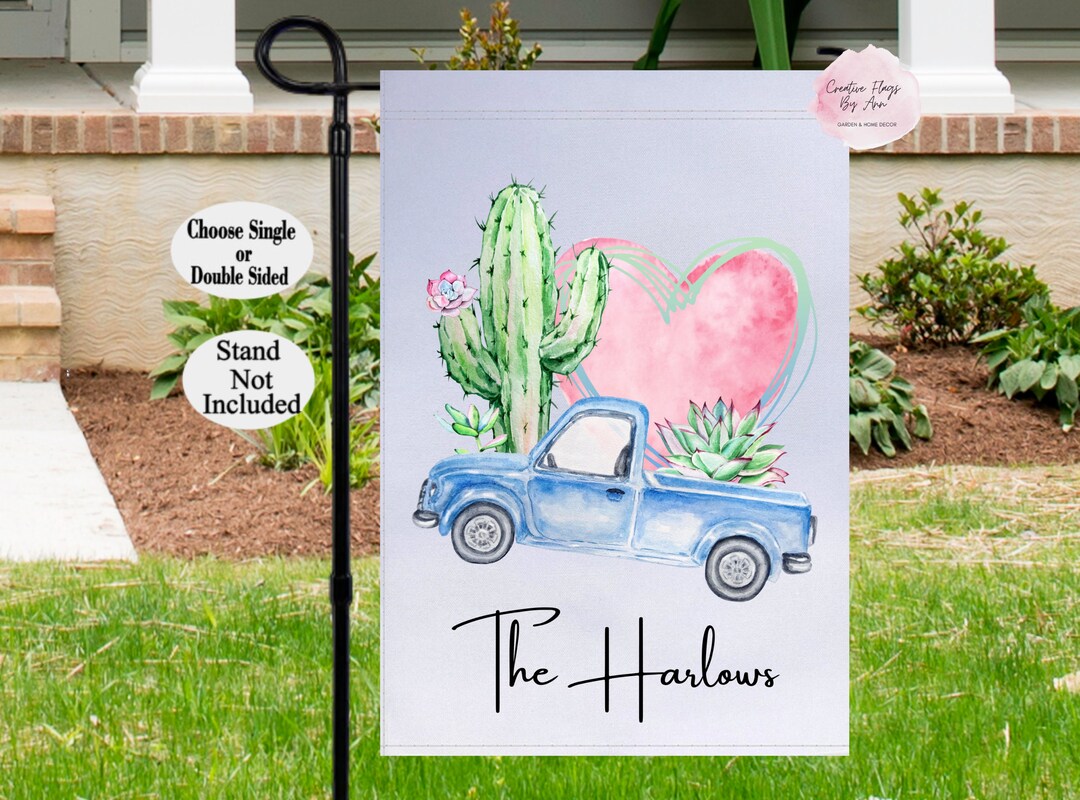 Cactus Bloom Flag, Welcome Garden Flag, Watercolor Cacti Flag, Outdoor ...