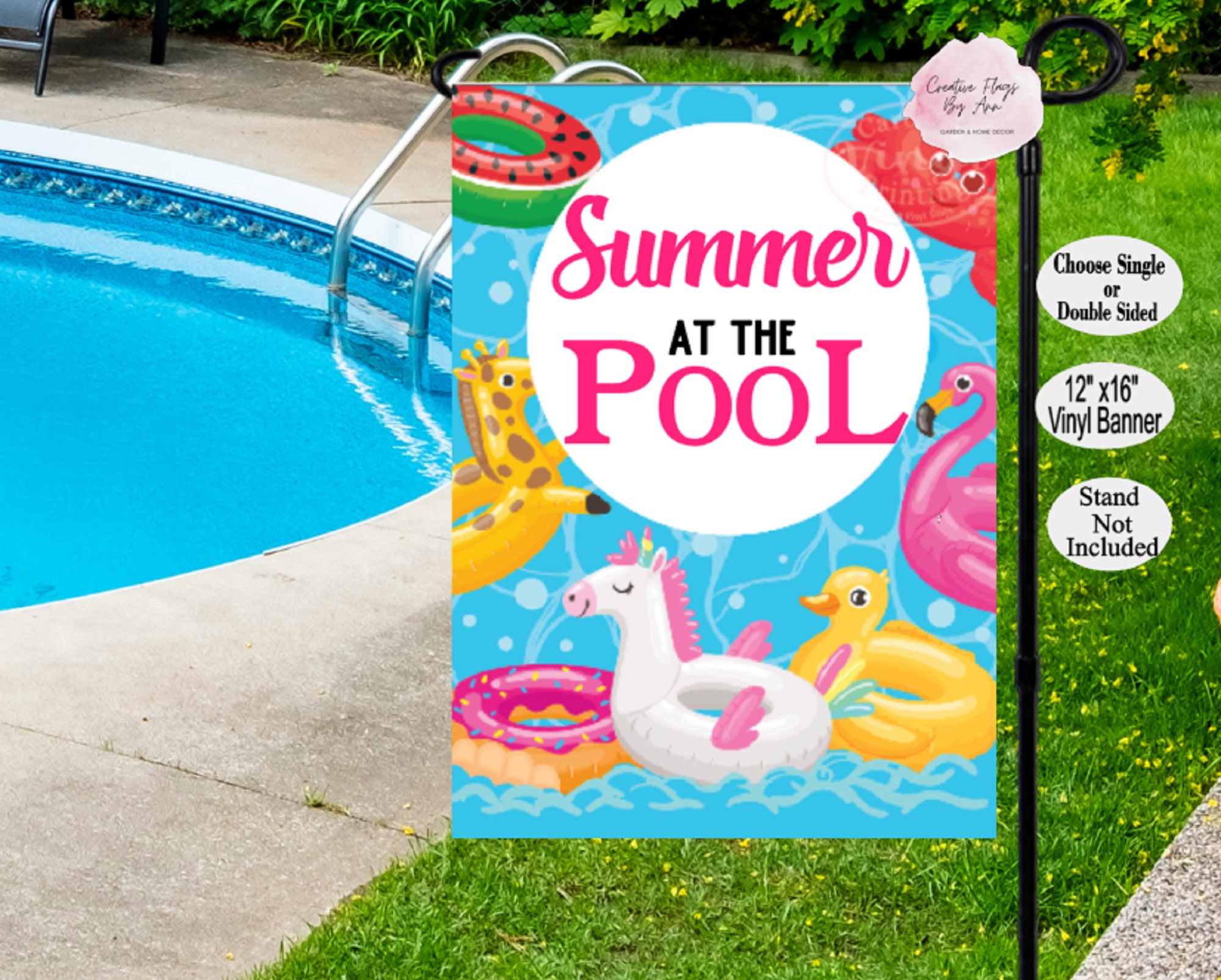 Summer at the Pool Flag Pool Float Flag Backyard Lawn Decor | Etsy