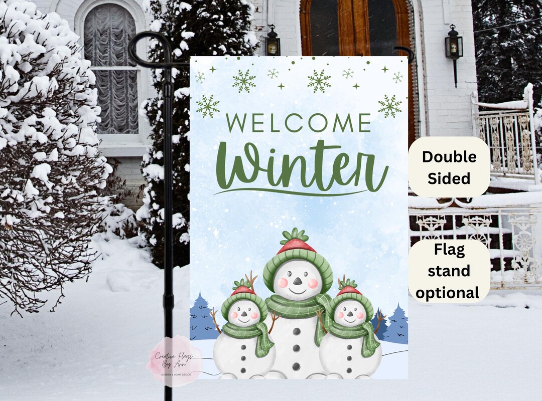 Winter Welcome Flag, Snowman Yard Decor, Snowman Garden Flag, Winter ...