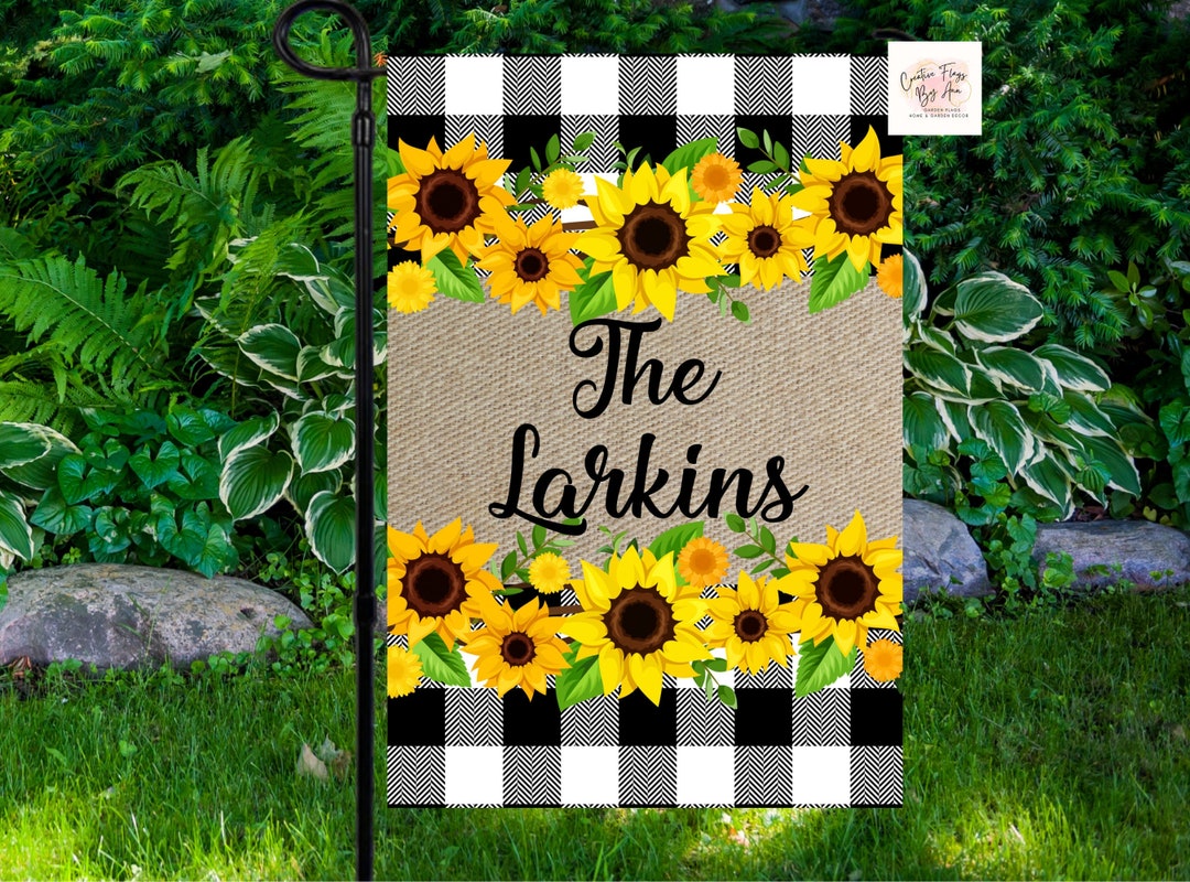 Personalized Welcome Flags, Sunflower Garden Flags, Summer Flag, Spring ...