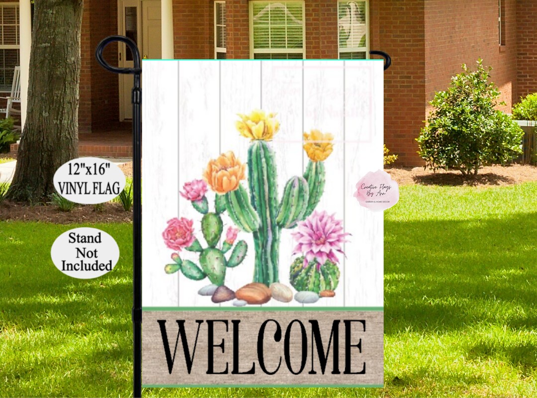 Cactus Welcome Flag, Cactus Garden Flag, Welcome Flag, Modern Home ...