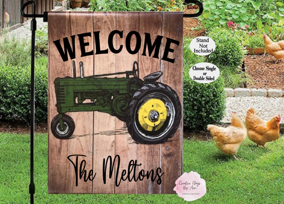 Tractor Garden Flag, Personalized Farm Flags, Spring Flags, Summer Yard ...
