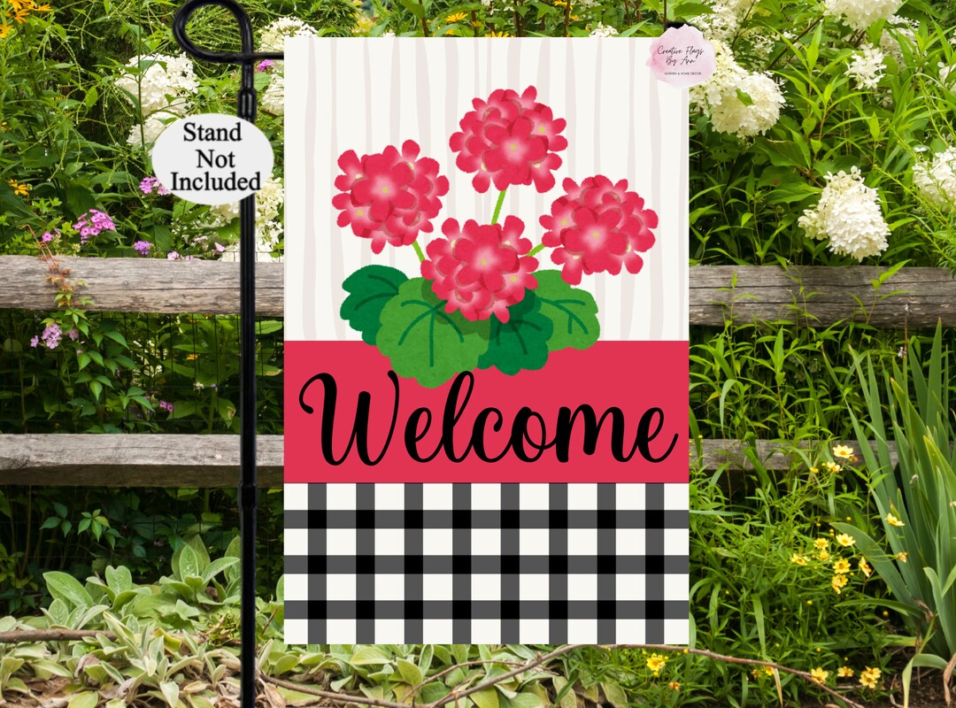 Geranium Garden Flag, Welcome Flags, Summer Garden Flag ,ready to Ship ...