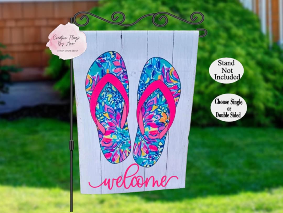 Flip Flop Flag, Summer Flag, VINYL Pool Flag, Gift for Mom , Welcome ...