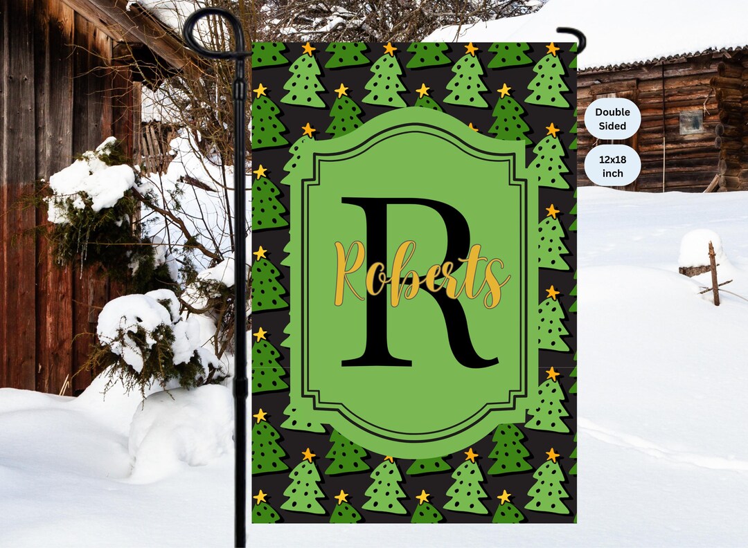 Personalized Christmas Tree Flag, Christmas Flag, Custom Monogram ...