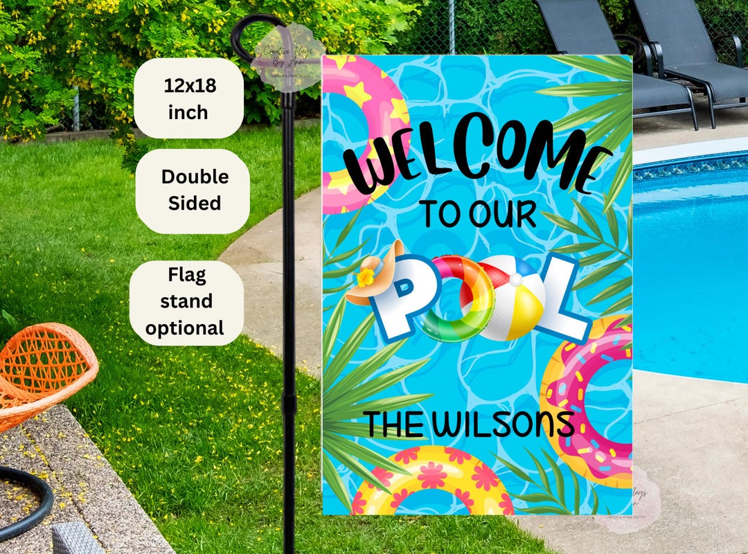 Pool Flag, Personalized Pool Flag, Pool Garden Flag, Entry Flag, Pool ...