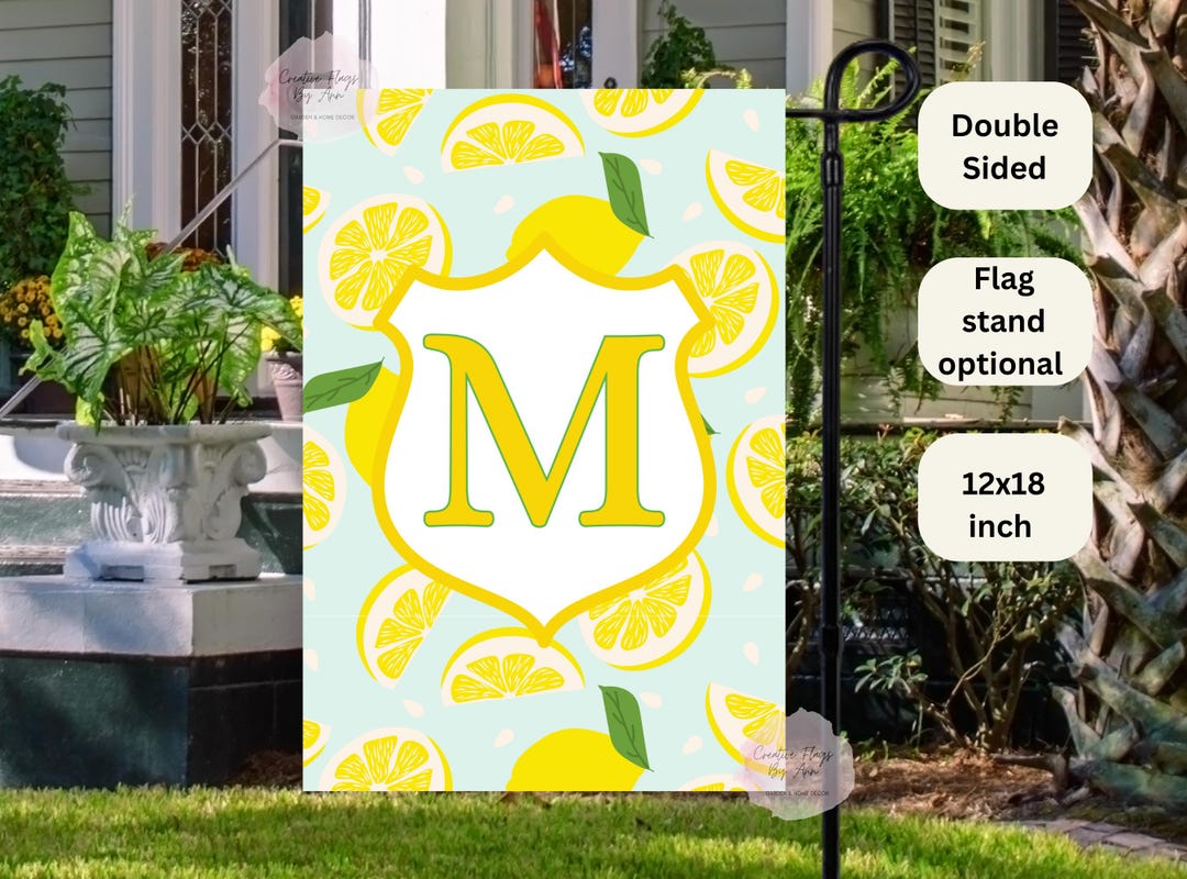 Personalized Chinoiserie Lemon Flag, Double-sided Flag, Preppy Blue ...
