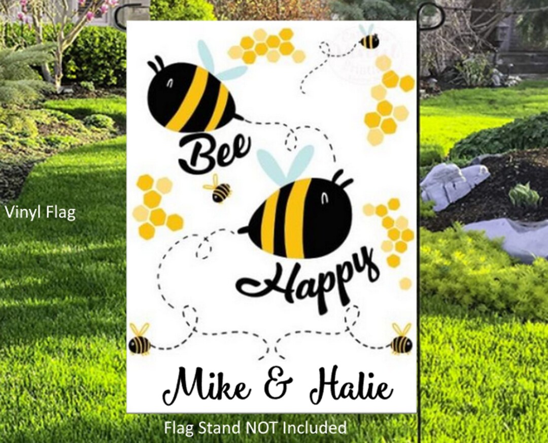 Bee Happy Garden Flag , Spring Decorations for Home, Yard Flag, Bee ...