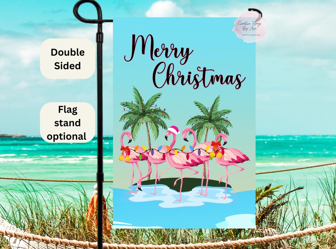 Flamingo Flag, Christmas Garden Flag, Tropical Christmas Flag ...