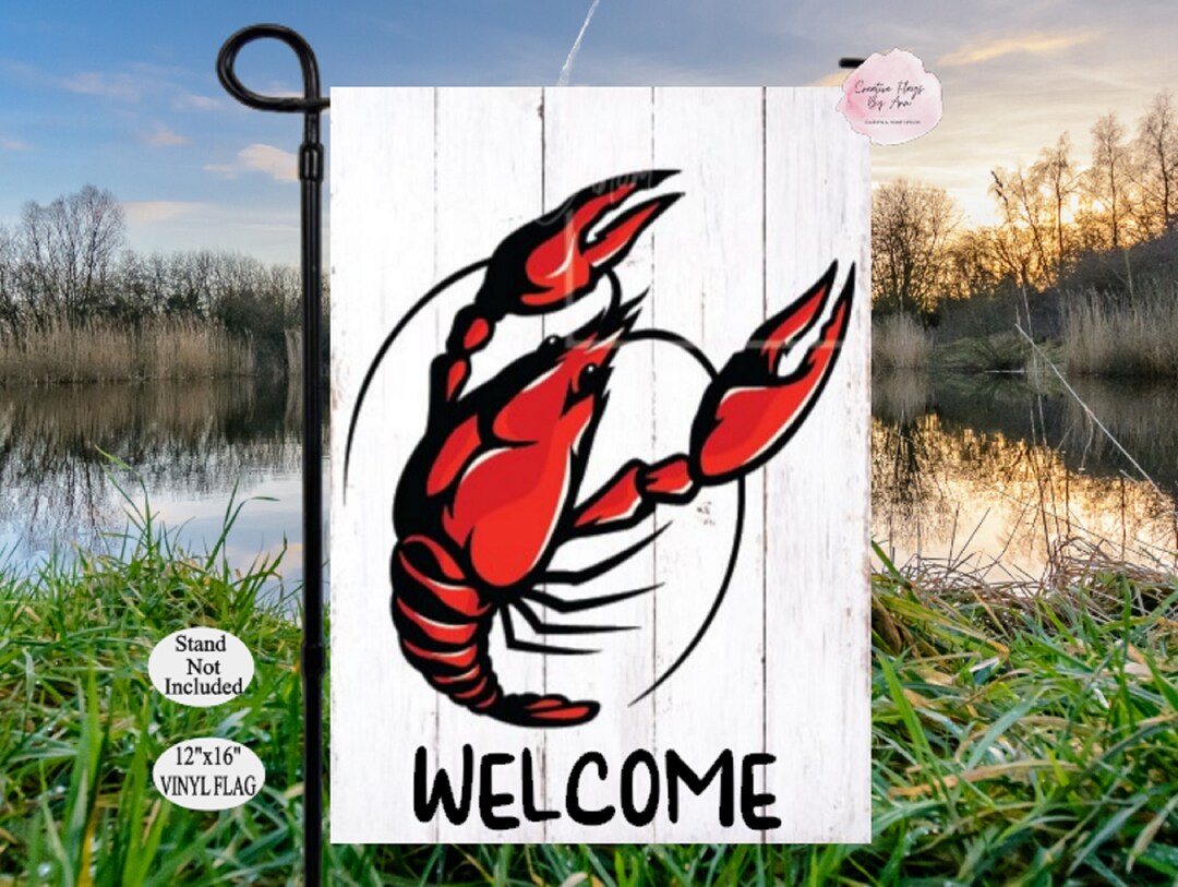 Crawfish Welcome Flag ,craw Fish Boil Flag, VINYL Garden Flag, Coastal ...