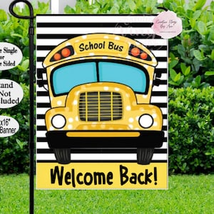 School Bus Garden Flag, School Year Ready, Back to School Flag ,outdoor ...